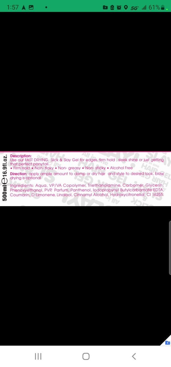 1) SLICK AND SLAY GEL 150ml – she is bomb collection